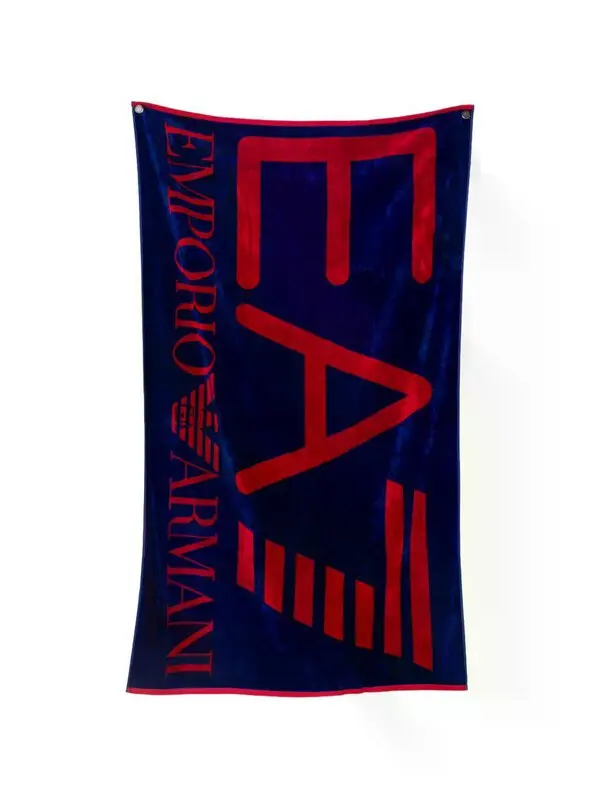 Emporio Armani Intarsia-logo Beach Towel - Blue