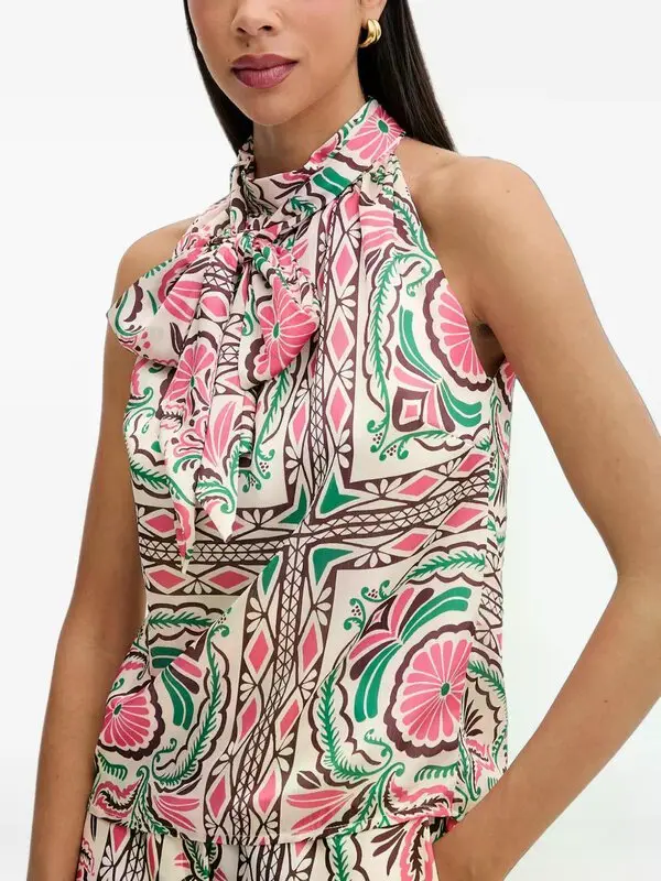 MORGAN Floral-print Pussy-bow Blouse