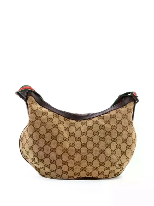 Gucci Saddle Zip Messenger Bag Gg Canvas With Leather Medium Crossbody Bag