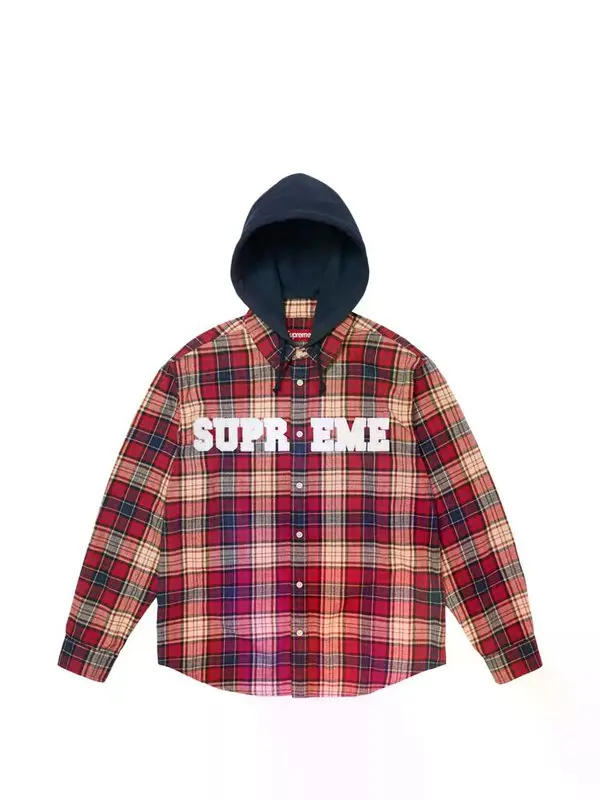 Supreme Appliqué Hooded Flannel Shirt