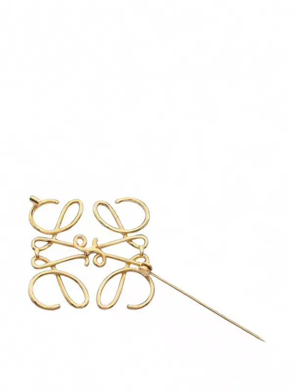 Loewe 2010s Anagram-signature Brooch - Gold