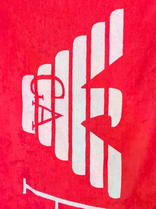 Emporio Armani Intarsia-logo Beach Towel - Red