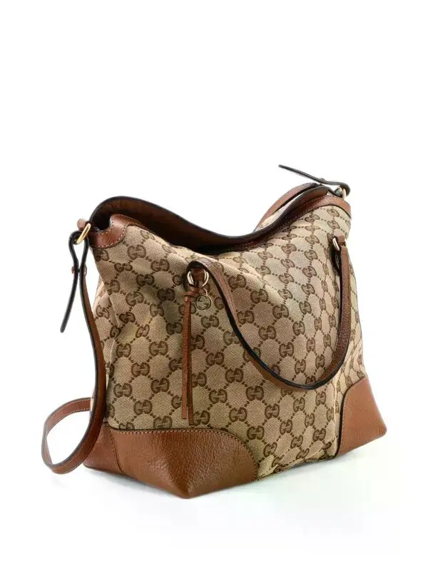 Gucci Bree Convertible Top Handle Bag Gg Canvas With Leather Medium Tote Bag - Brown