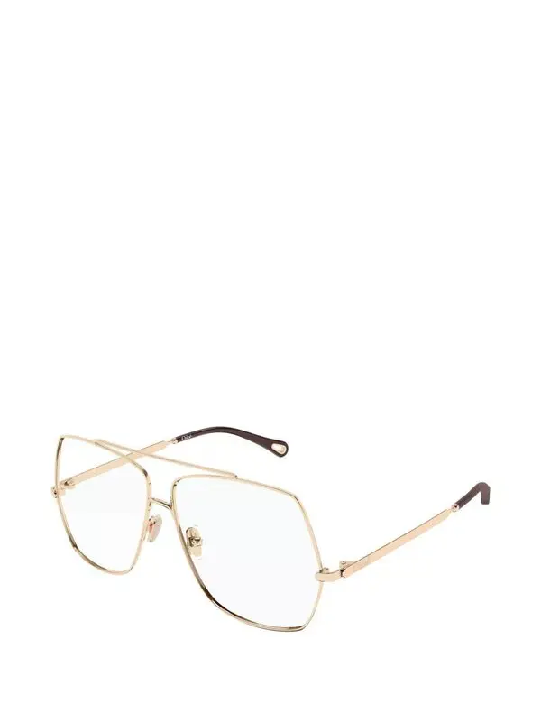 Chloé Aly Geometric-frame Glasses - Gold