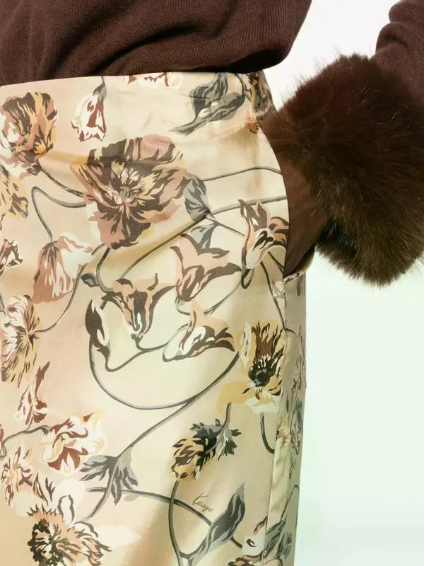 Kenzo Floral-print Silk Midi Skirt