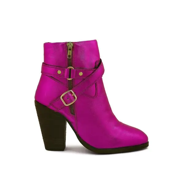 RAG & CO Cat-track Fuchsia Metallic Leather Ankle Boots In Fuchsia By - Pink