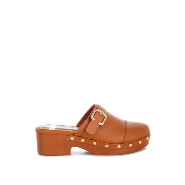 RAG & CO Pinto Studded Genuine Leather Clogs In Tan By