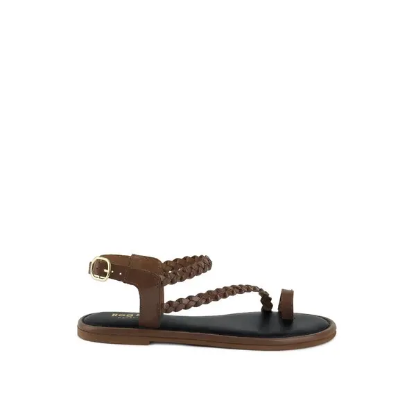 RAG & CO Stallone Tan Braided Flat Sandals By