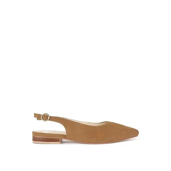 RAG & CO Hocane Real Suede Leather Slingback Sandals In Tan By