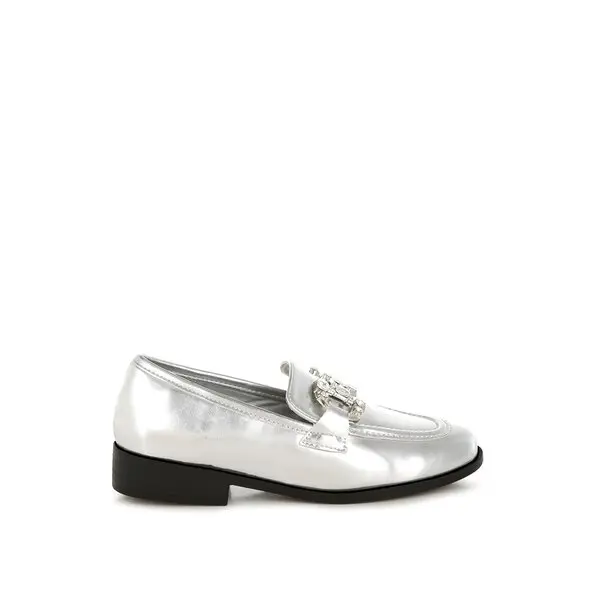 RAG & CO Dendron Diamante Horsebit Metallic Loafers In By