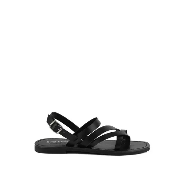RAG & CO Sloana Strappy Flat Sandals By - Black