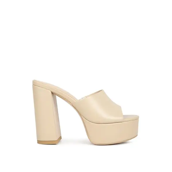 RAG & CO Neutrals Shuri Open Toe High Block Heel Sandals In By
