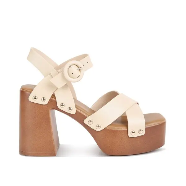 RAG & CO Neutrals Cristina Cross Strap Embellished Heels In By