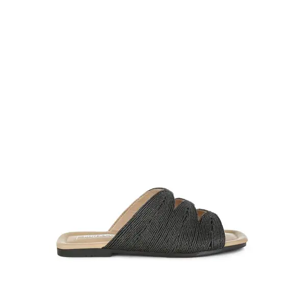 RAG & CO Daisy Doe Raffia Square Toe Flats In By