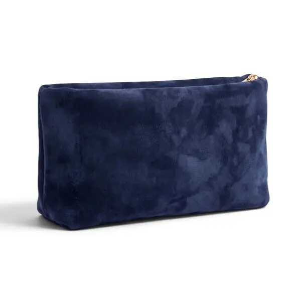 C. GRASSI Small Bolster Clutch Navy Suede