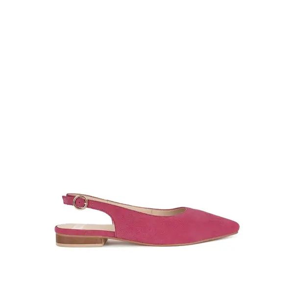 RAG & CO Hocane Real Suede Leather Slingback Sandals In Fuchsia By