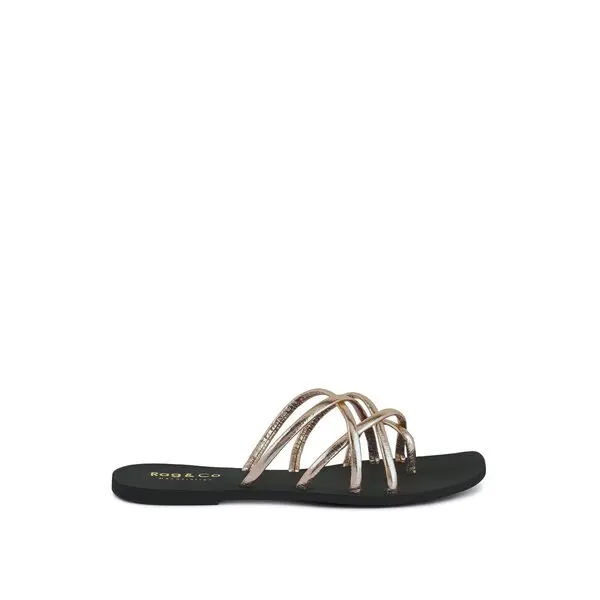 RAG & CO Sweetin Rose Strappy Flat Slip On Sandals By