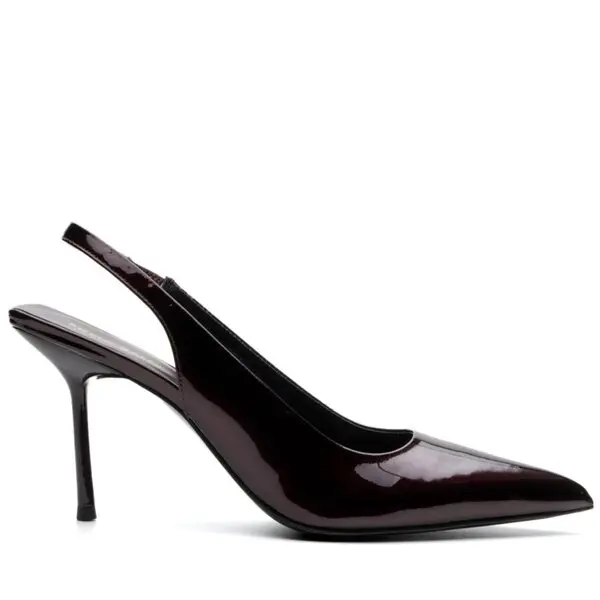 LEATHERE Burgundy Patent Leather Pointed Toe Slingback Heels Burgundy Laredo