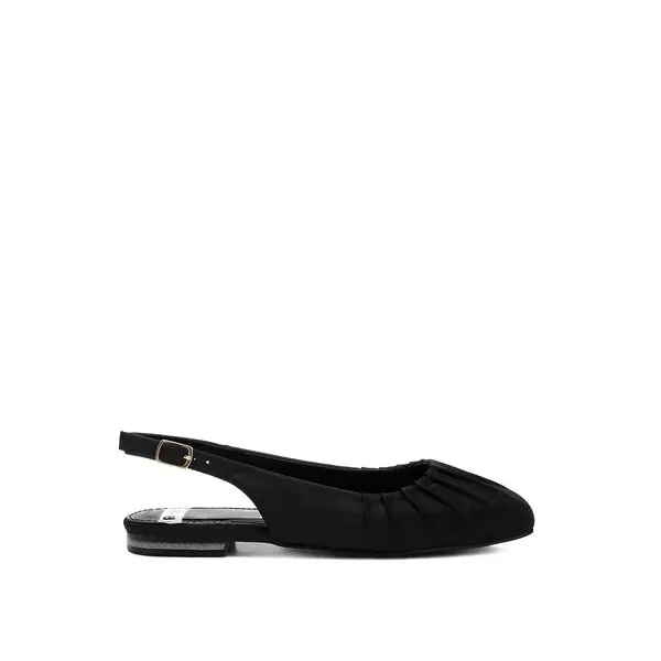 RAG & CO Cheeni Satin Square Toe Flat Slingbacks