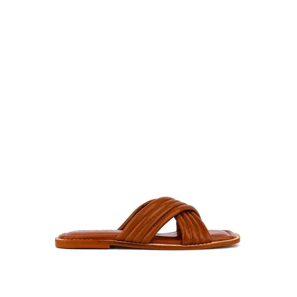 RAG & CO Eura Tan Quilted Leather Flats By