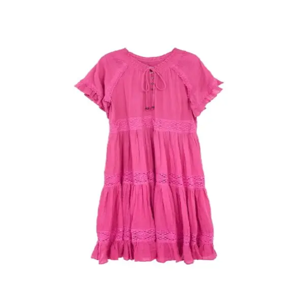 Saachi Cotton Long Magenta Kaftan Dress - Red