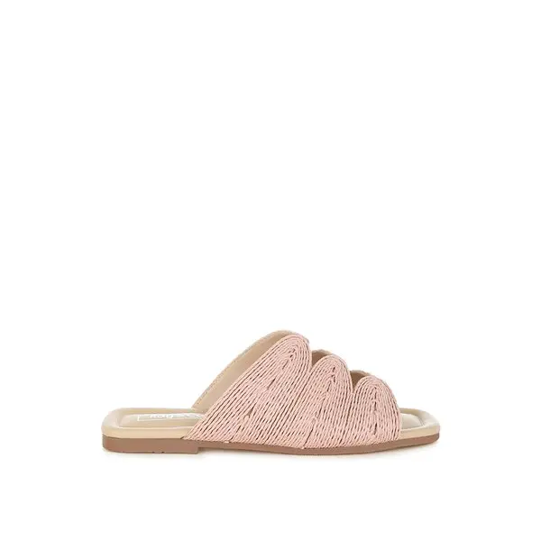 RAG & CO Daisy Doe Raffia Square Toe Flats In Dusty By