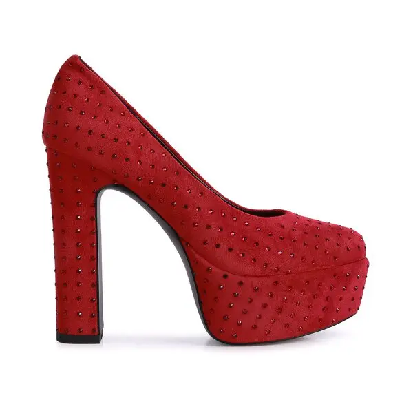 RAG & CO Poppins Glinting Platform High Pumps In By - Red