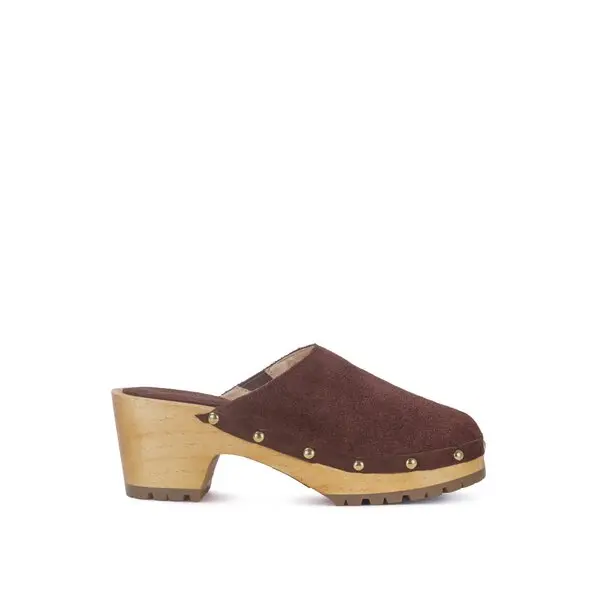 RAG & CO Cedrus Fine Suede Studded Clogs Mules In By