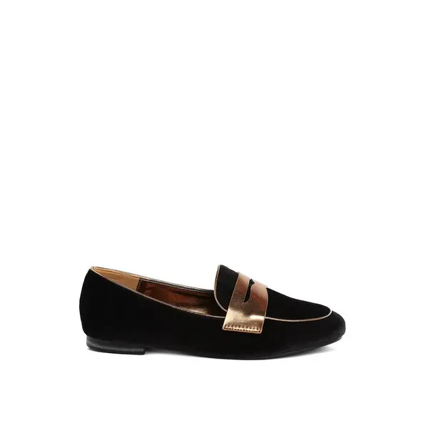RAG & CO Malta Penny Strap Velvet Loafers In By