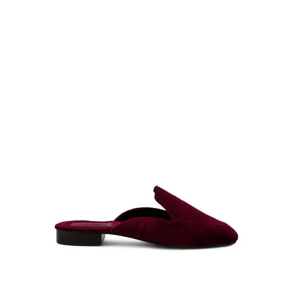 RAG & CO Batiste Velvet Handcrafted Mules In Burgundy By