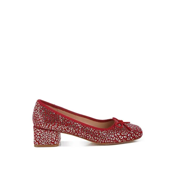 RAG & CO Ningen Leopard Print Block Heel Ballerinas In Dark By - Red