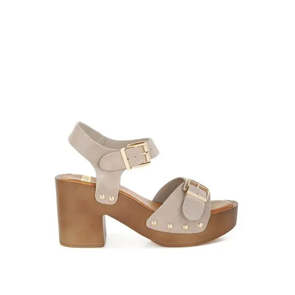 RAG & CO Neutrals Lhasa Real Suede Leather Clog Sandals In Beige By - Beige/black