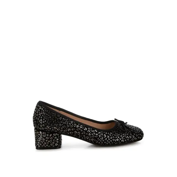 RAG & CO Ningen Leopard Print Block Heel Ballerinas In By