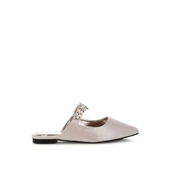 RAG & CO Neutrals Magnum Diamante Strap Glitter Mules In By