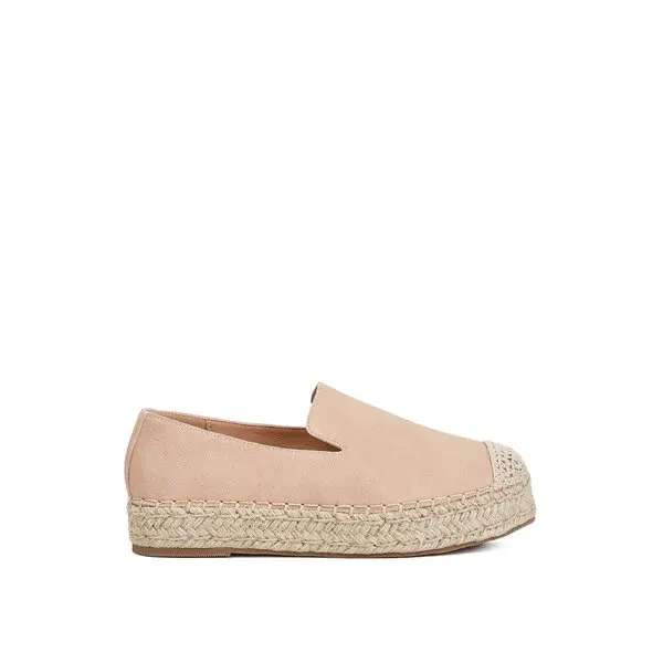 RAG & CO Ellerie Soft Suede Flatform Heel Espadrilles In Blush By - Pink