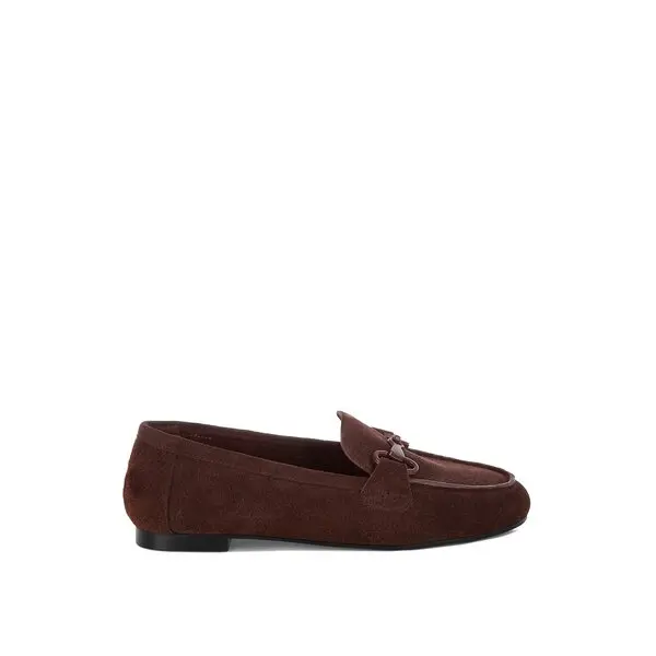 RAG & CO Awen Monochromatic Horsebit Real Suede Loafers In By