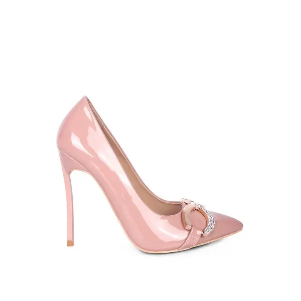 RAG & CO Cocktail Buckle Embellished Stiletto Pump Shoes In Blush By - Pink