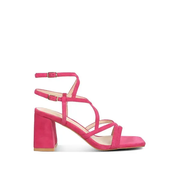 RAG & CO Fiorella Fuchsia Strappy Block Heel Sandals By
