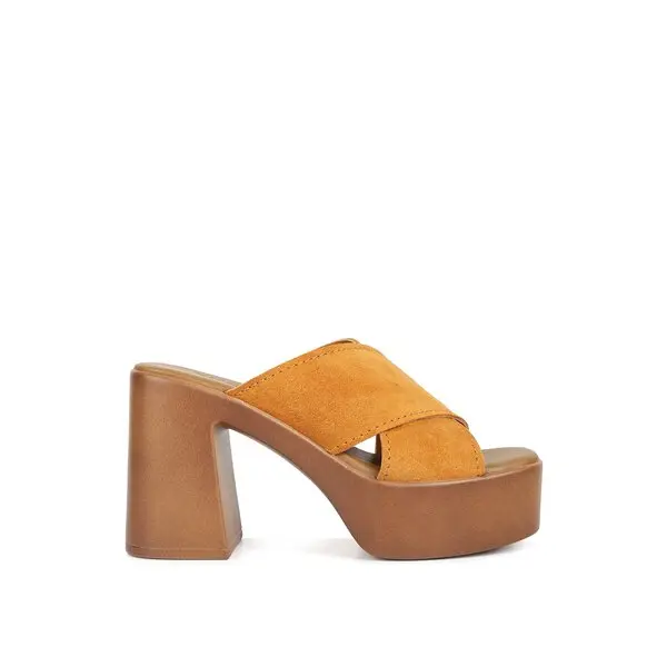 RAG & CO Matrix Criss Cross Strap Block Heel Sandals