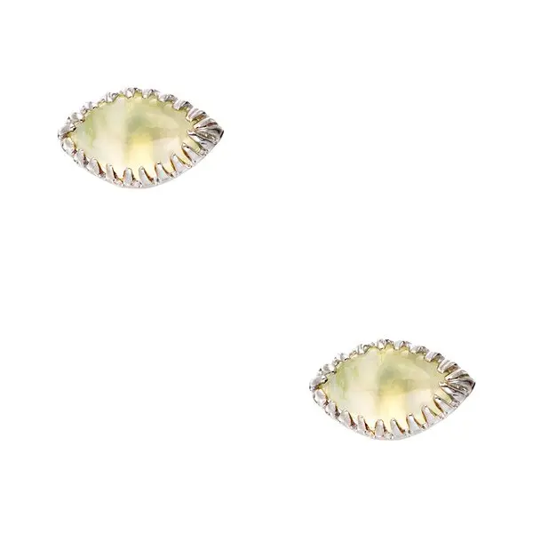 HEATHER HAWKINS Eyelash Stud Earrings Prehnite Sterling Silver - Green