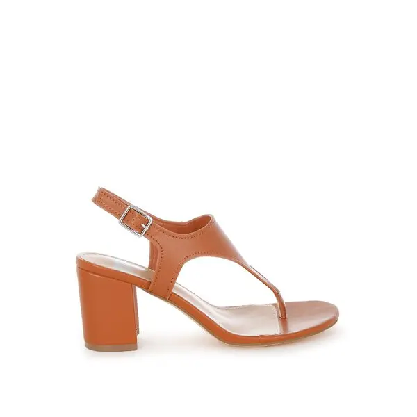 RAG & CO Ann Real Leather Thong Toe Sandals In Tan By