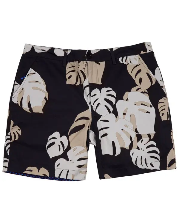 LORDS OF HARLECH Edward Monstera Floral Smoke Flat Front Short