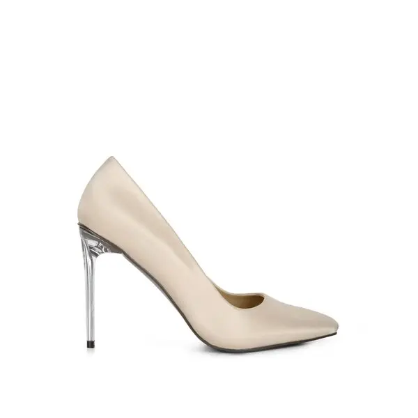 RAG & CO Neutrals Stakes Clear Heel Classic Pump Sandals In Nude By