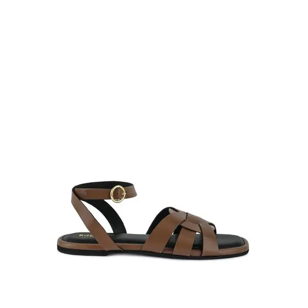 RAG & CO Ashton Tan Flat Ankle Strap Sandals By