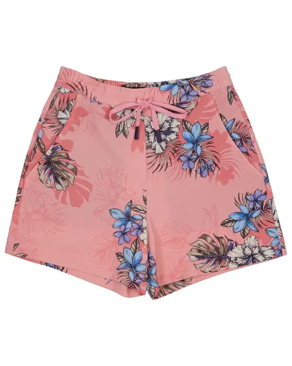 LORDS OF HARLECH Penelope Exotic Floral Coral Drawstring Short - Pink