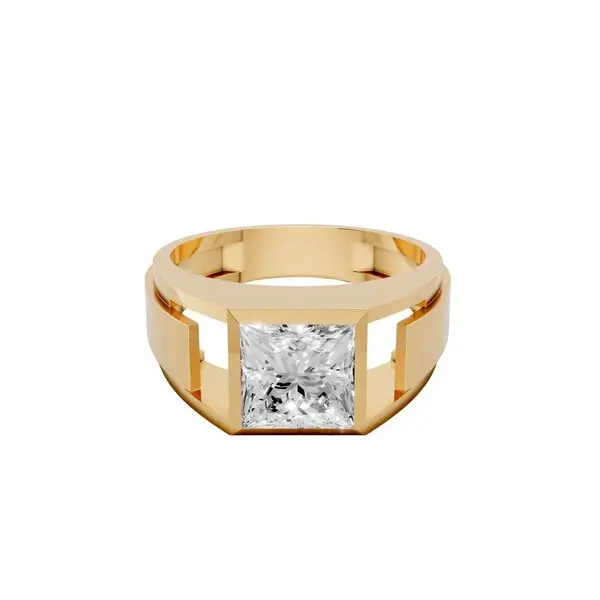 AYA FINE JEWELRY Quinn 2 Carat Princess Cut Igi Certified Lab Grown Diamond Signet Ring In Gold - Yellow
