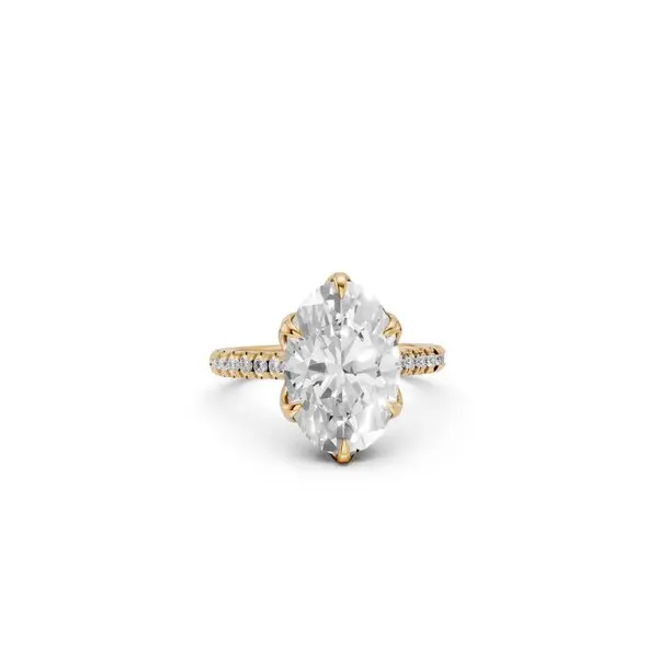 AYA FINE JEWELRY Solenne 3 Carat Oval Cut Lab Grown Diamond Pave Engaget Ring In Gold - Yellow