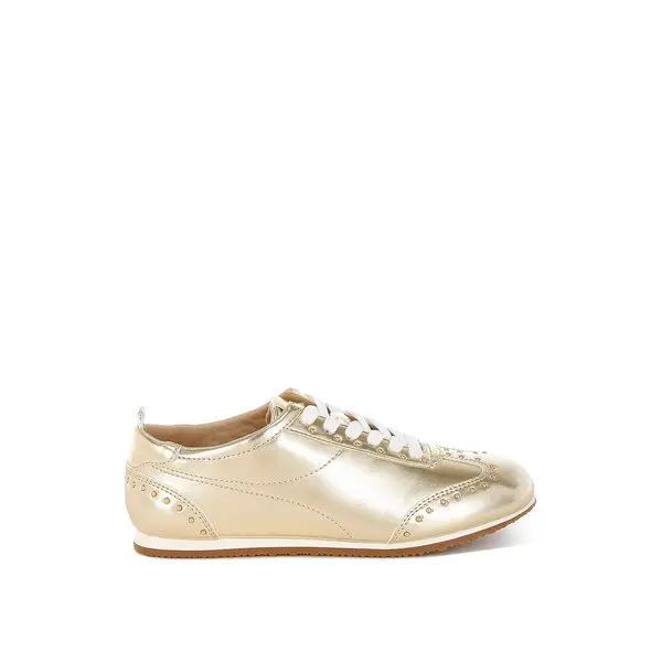 RAG & CO Yorika Studded Metallic Pleather Sneakers In By - Gold