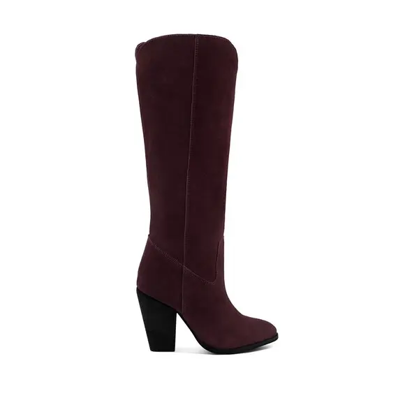 RAG & CO Great-storm Suede Leather Calf Boots In Burgundy By - Red