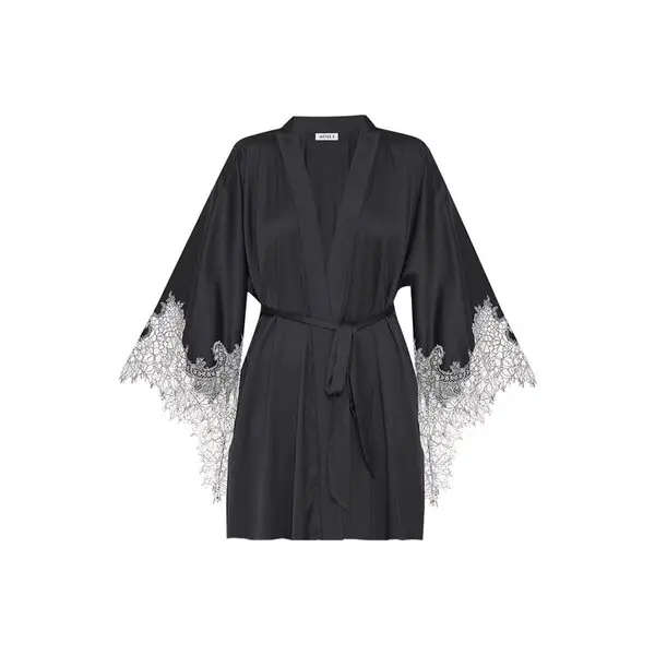 AVENUE 8 Lace Mini Silk Robe